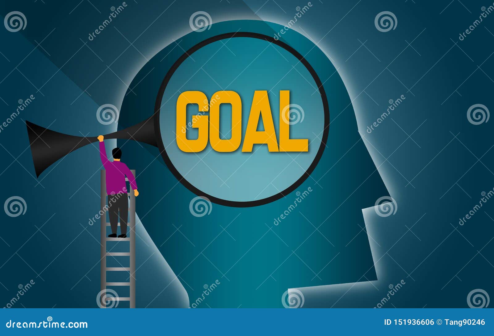 Finding Goal within Human Head Stock Illustration - Illustration of ...