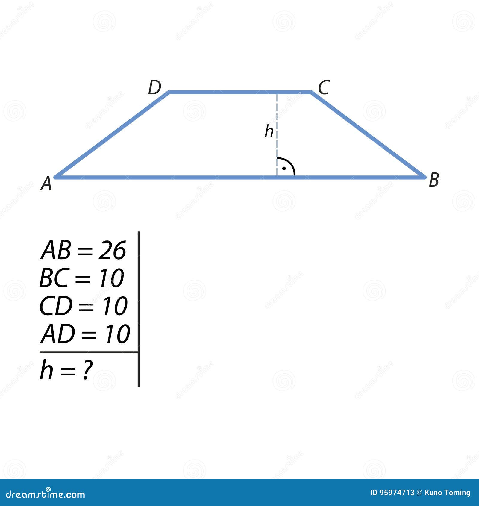 Finding the Height of the Trapezium Stock Illustration - Illustration ...