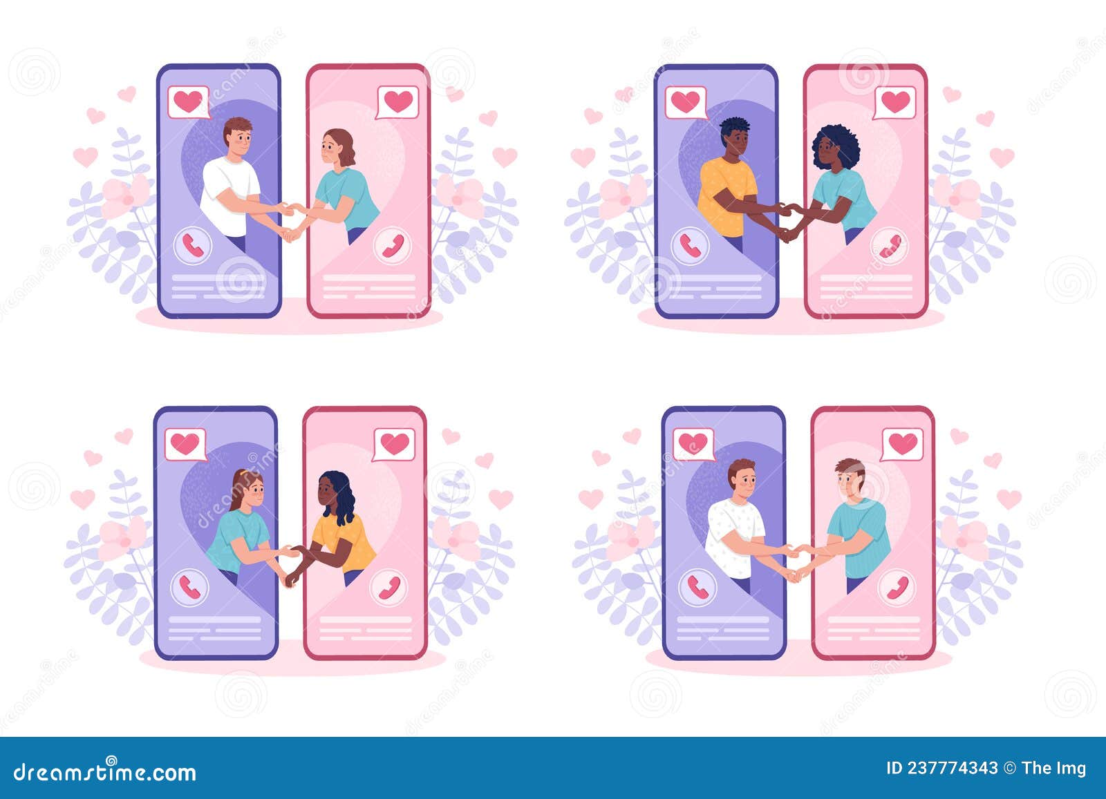 Finding Ideal Partner through Dating App Flat Concept Vector ...