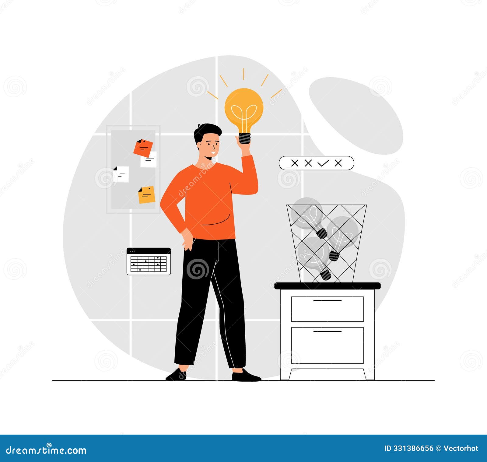 Finding Ideas, Brainstorming Process. Man Searching Solutions for ...