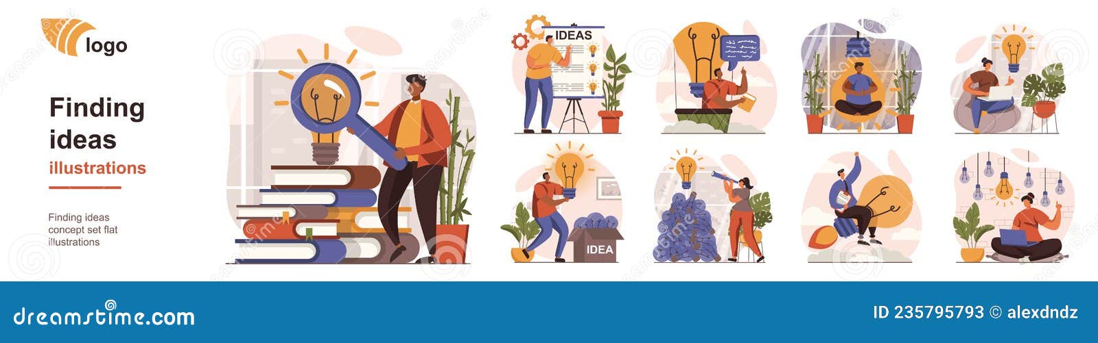 Finding Ideas Concept Isolated Person Situations. Stock Vector ...