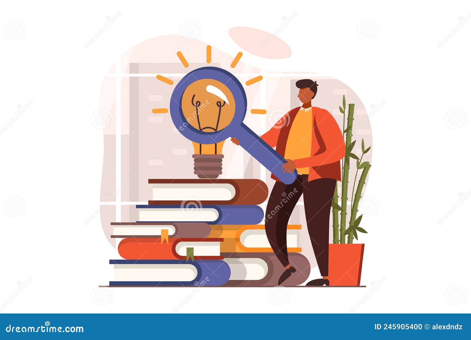 Finding Ideas Web Concept in Flat Design. Vector Illustration Stock ...