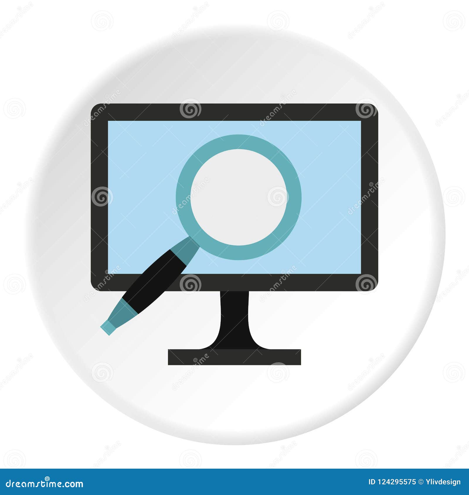 Finding Information on Computer Icon, Flat Style Stock Illustration ...