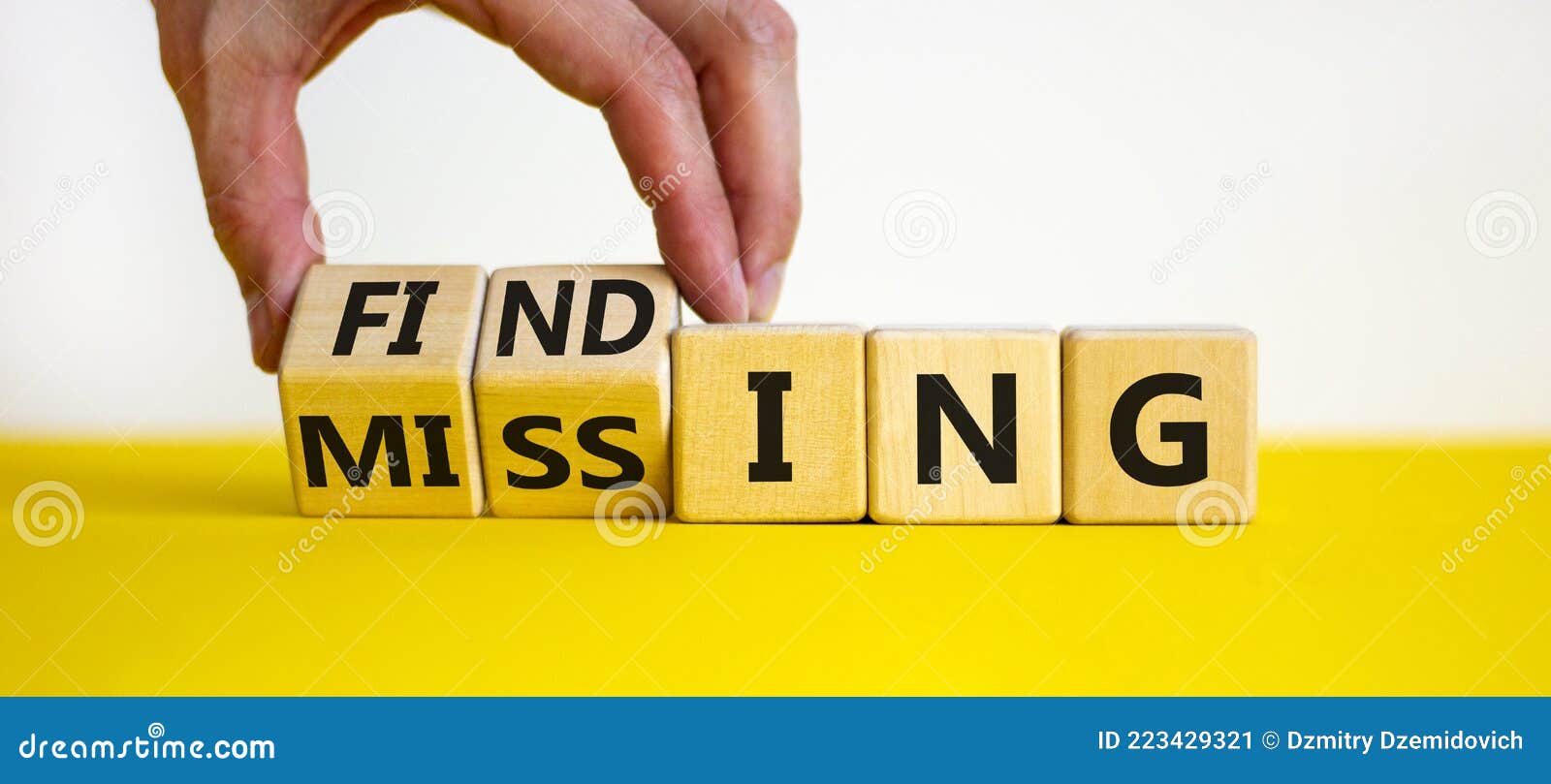 Finding or Missing Symbol. Businessman Turns Wooden Cubes and Changes ...