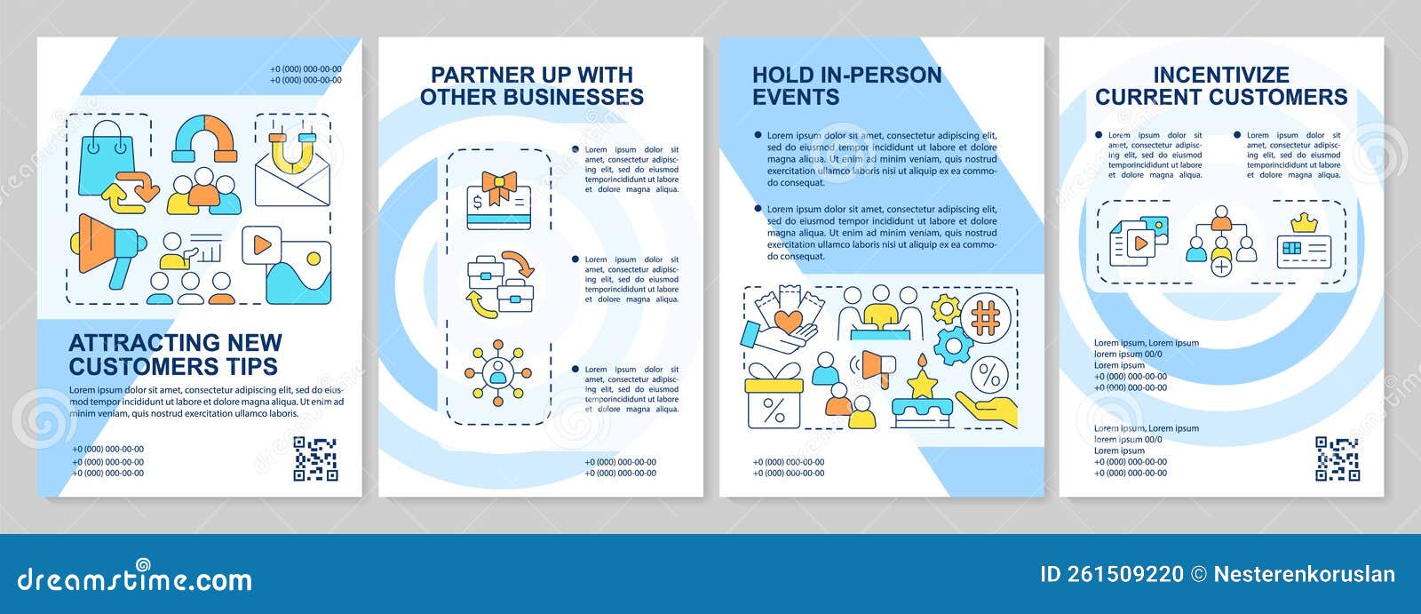 Finding New Consumers Strategy Blue Brochure Template Stock Vector ...