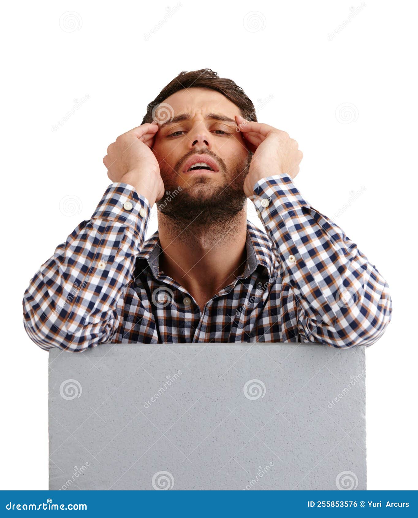 Finding the Perfect Copy is Hard Work. Studio Portrait of a Young Man ...