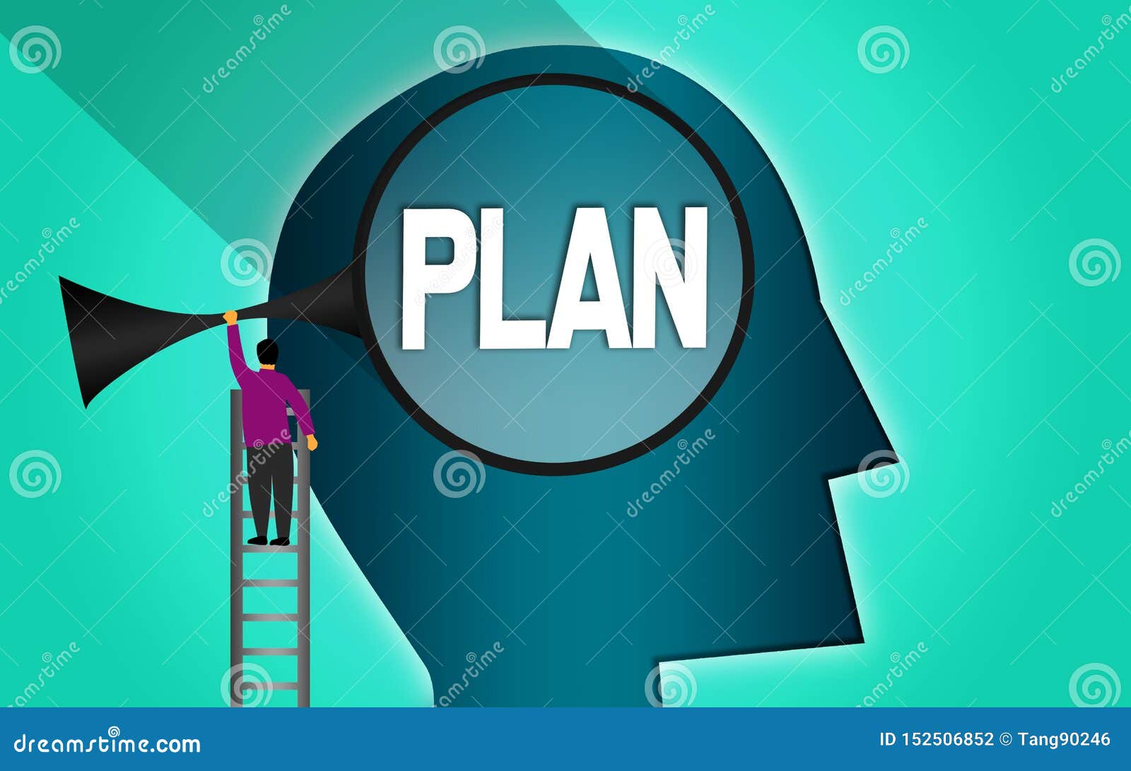 Finding Plan within Human Head Stock Illustration - Illustration of ...