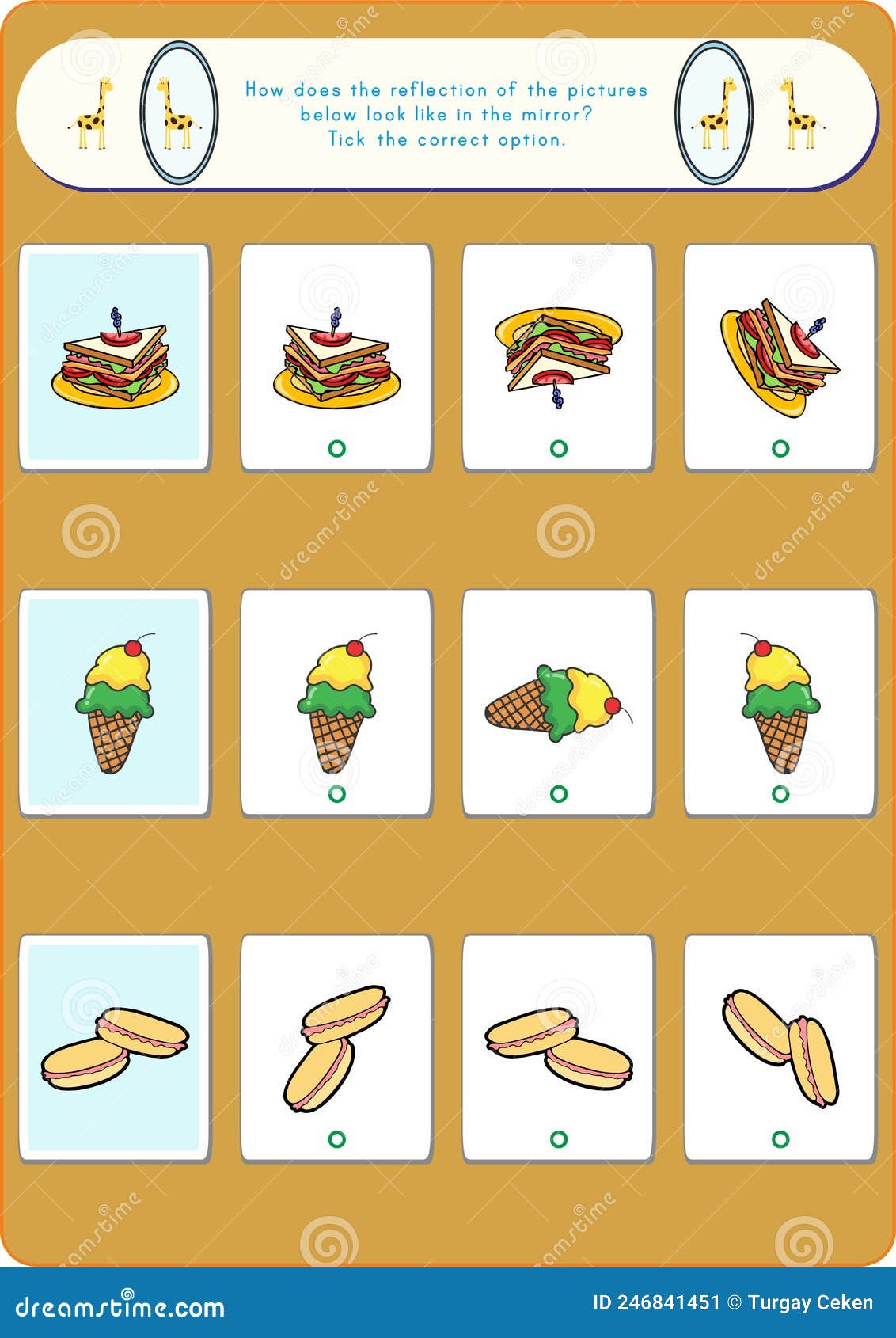 Reflection of the Object Activity for Kids Stock Illustration ...