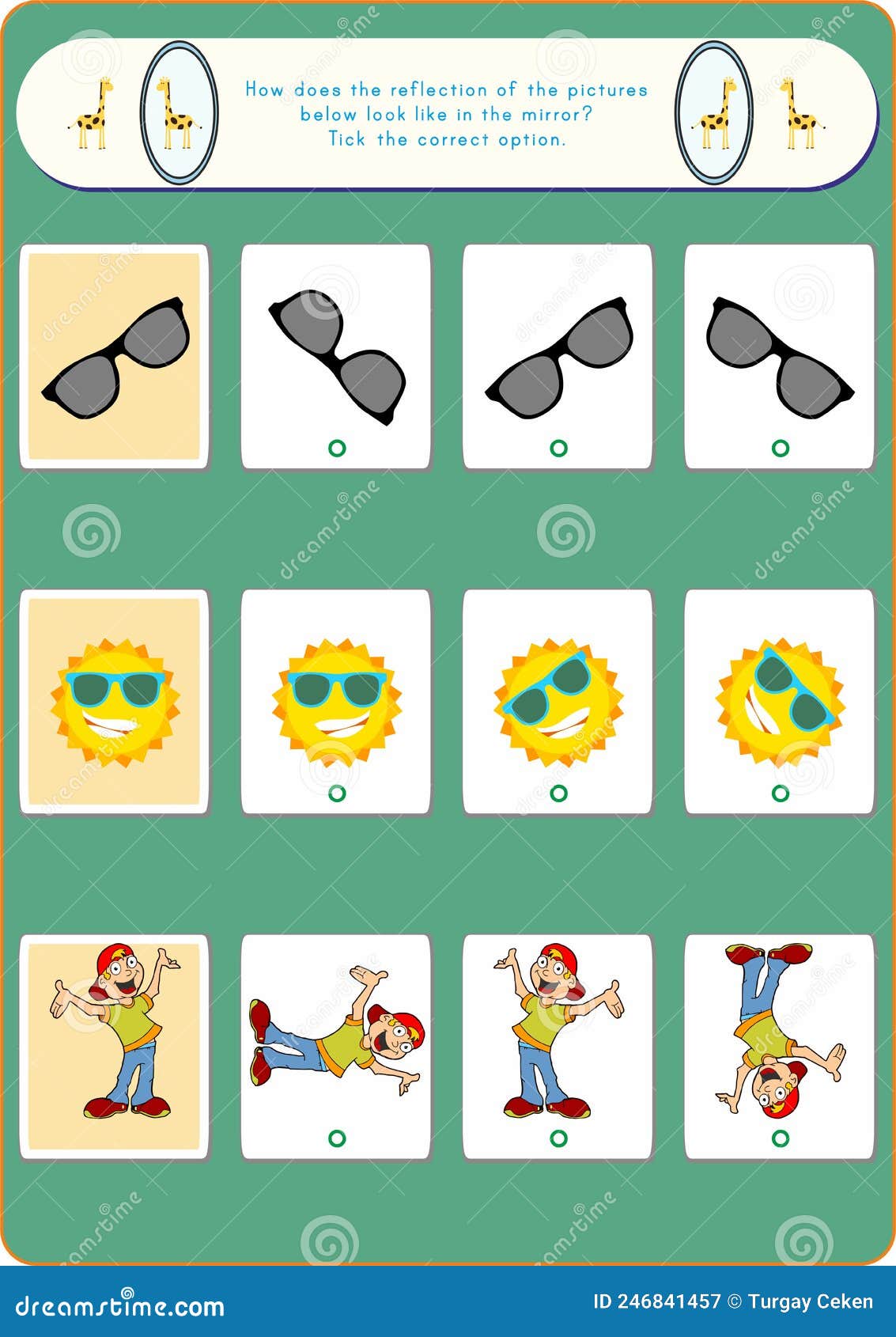 Reflection of the Object Activity for Kids Stock Illustration ...