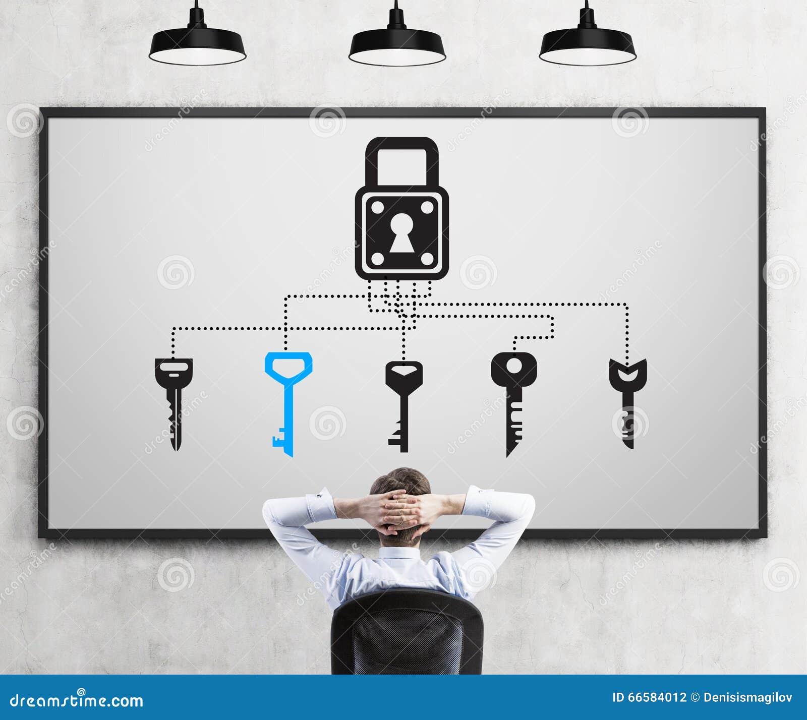 Finding the right key stock illustration. Illustration of consult ...