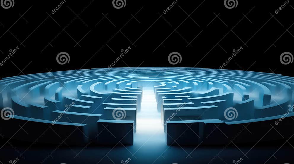 Finding the Right Path in a Glowing Labyrinth. Stock Illustration ...