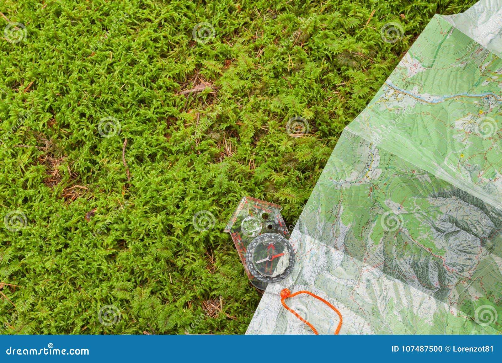 Finding The Right Position In The Forest With A Map And Kompass Stock ...