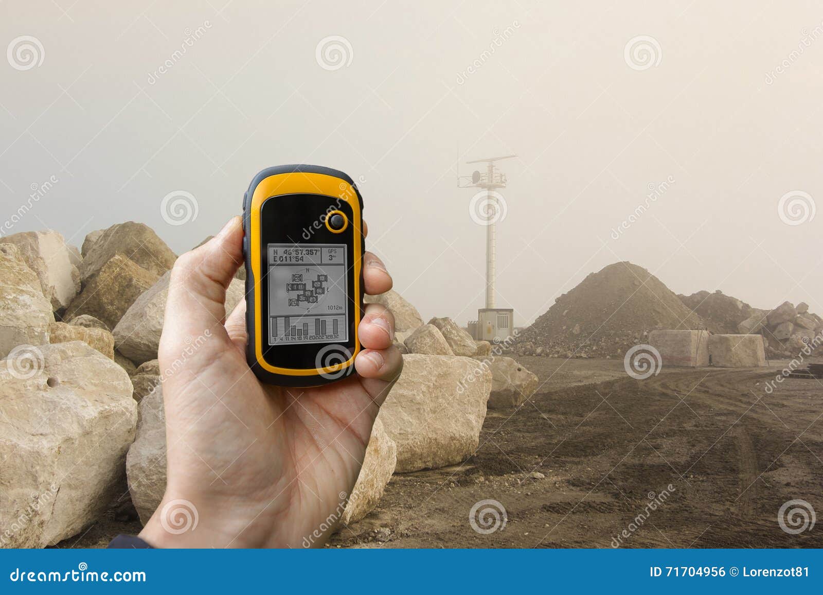 Finding the Right Position Inside a Construction Site Via Gps Stock ...