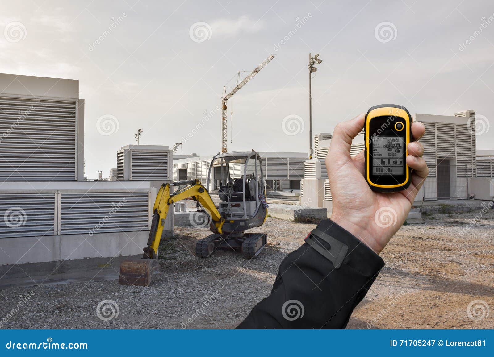 Finding the Right Position Inside a Construction Site Via Gps Stock ...