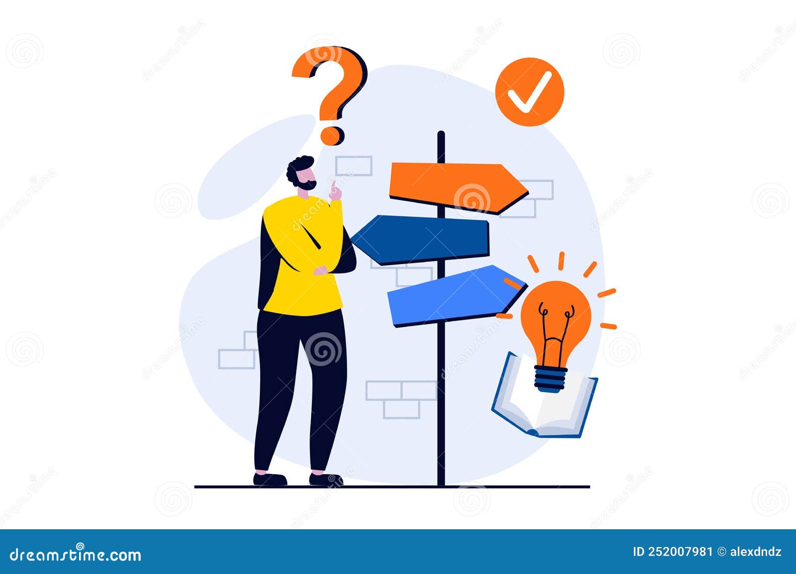 Finding Solution Concept with People Scene in Flat Cartoon Design ...