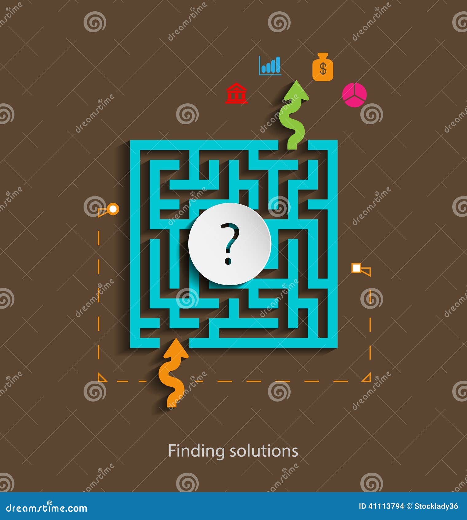 Finding Solutions Flat Design Concept Template with Icons Stock Vector ...
