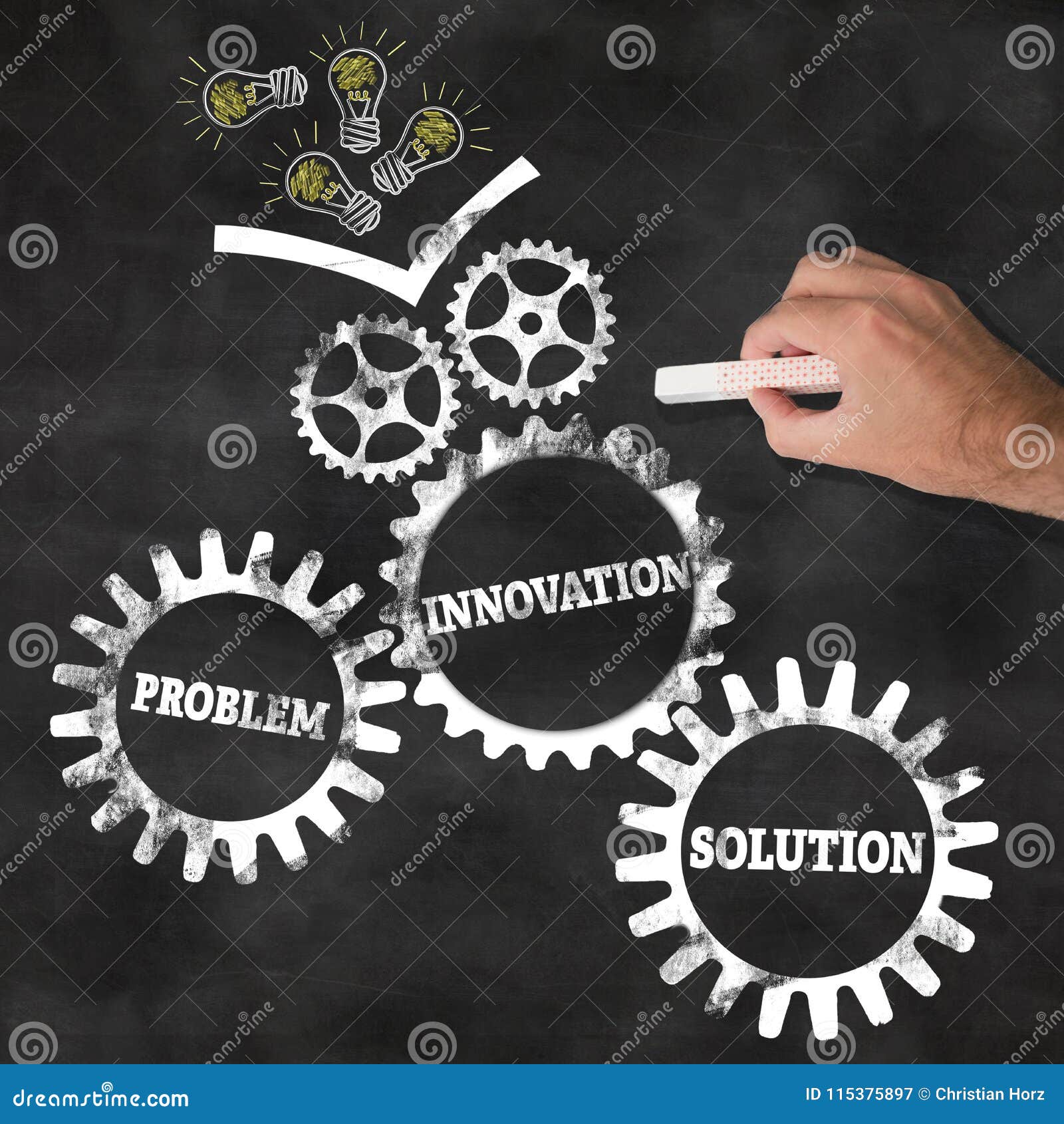 Finding Solutions through Innovation and Ideas Concept on Chalkboard ...