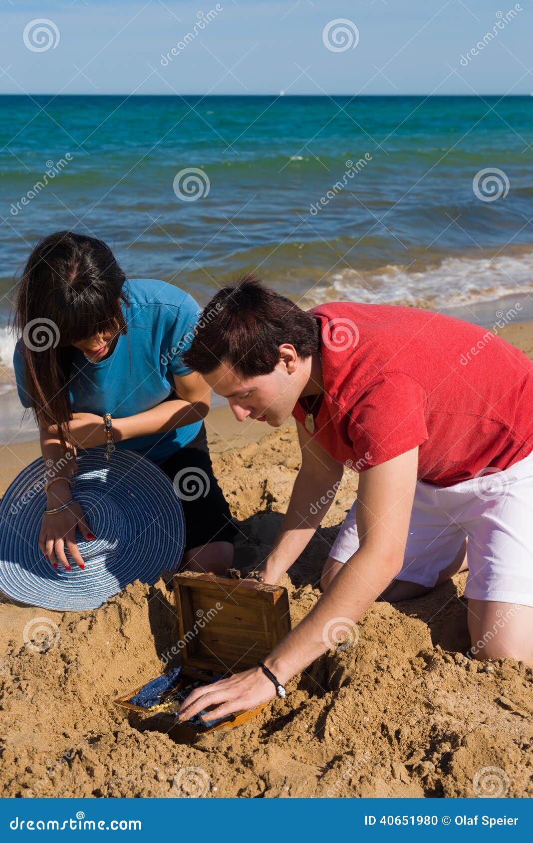 Finding a Treasure on the Beach Stock Photo - Image of heterosexual ...