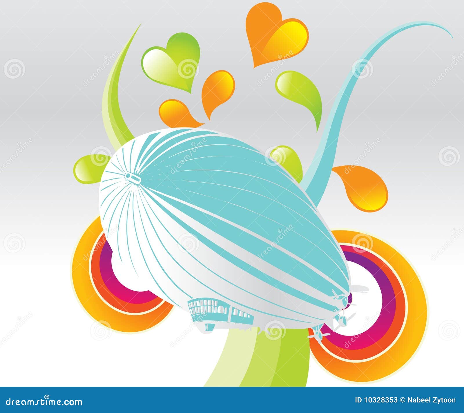 Fine Art Blimp Flying Cartoon Vector | CartoonDealer.com #10328353