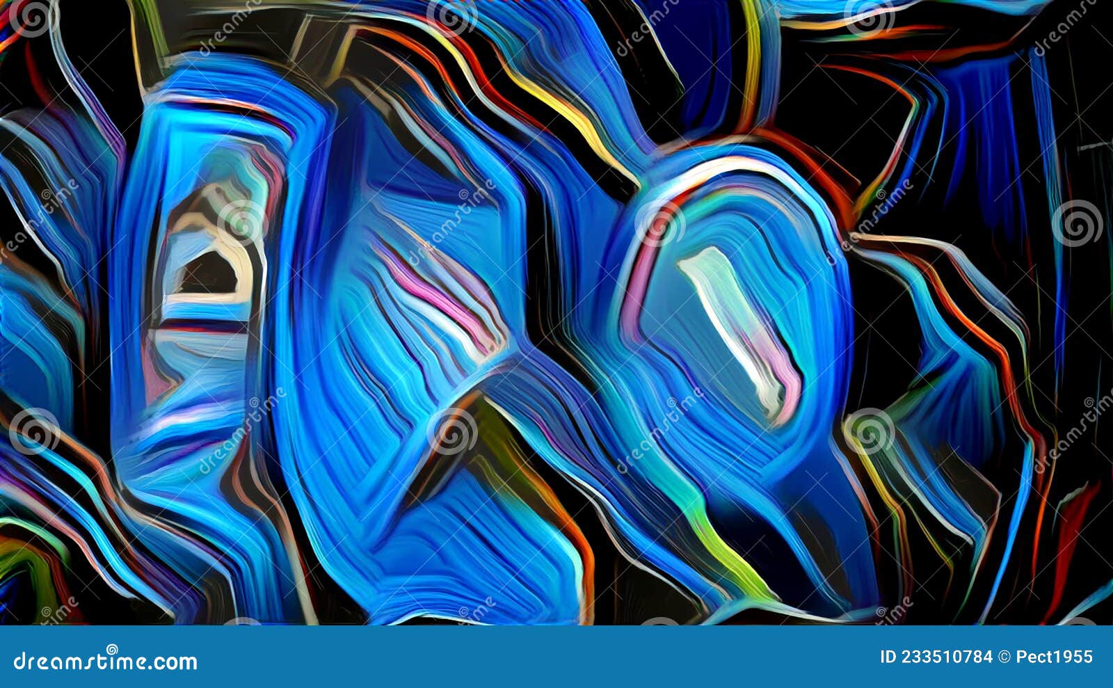 Blue Dark Neon Flow Fine Art Stock Illustration - Illustration of flow ...