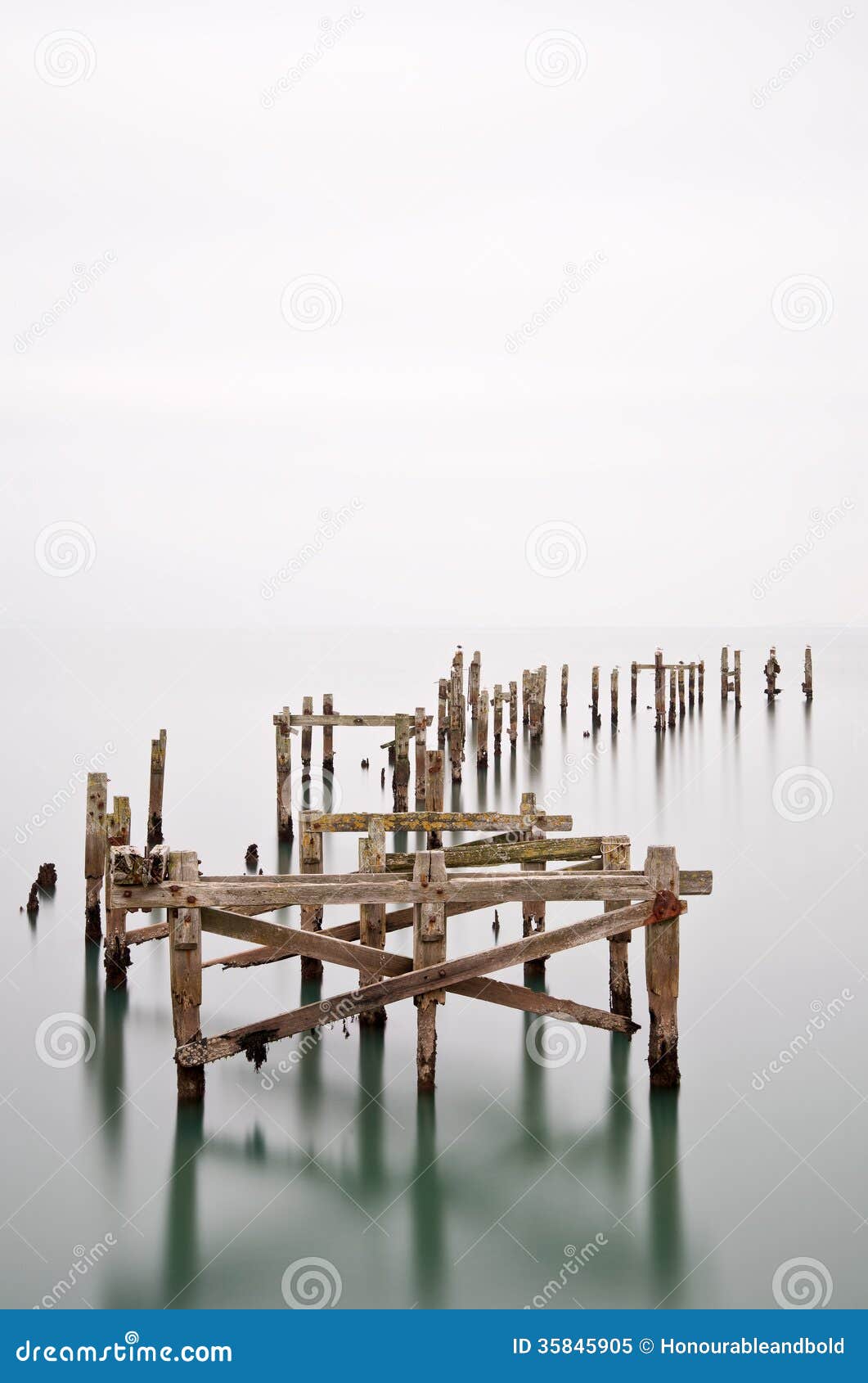 Fine Art Landscape Image of Derelict Pier in Milky Long Exposure Stock ...