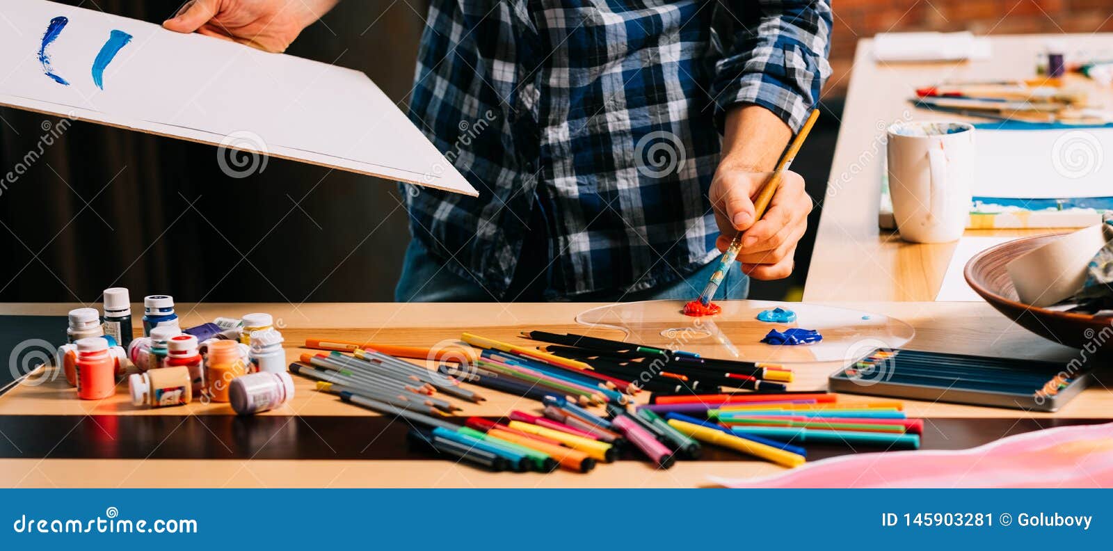 Fine Art Master Class Creative Space Acrylic Paint Stock Image - Image ...