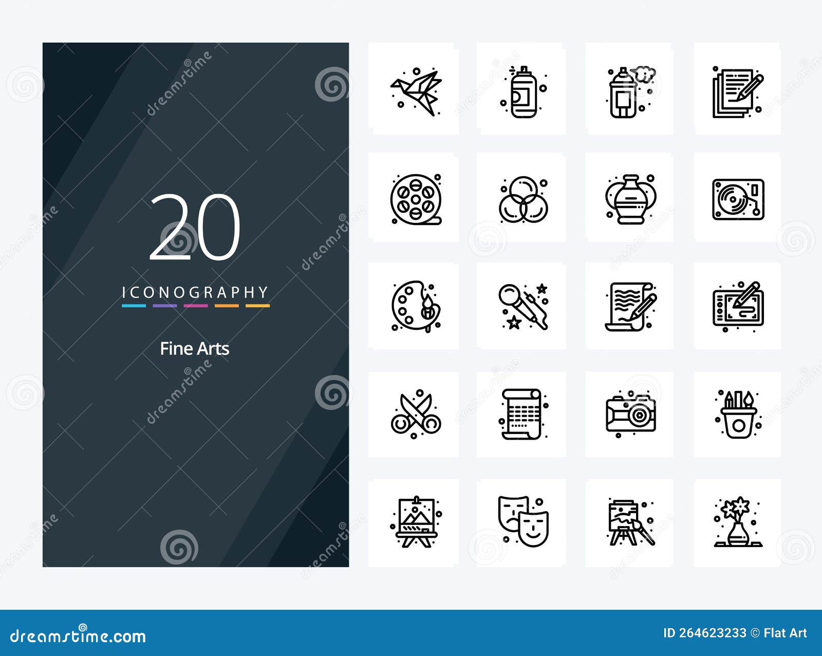20 Fine Arts Outline Icon for Presentation Stock Vector - Illustration ...