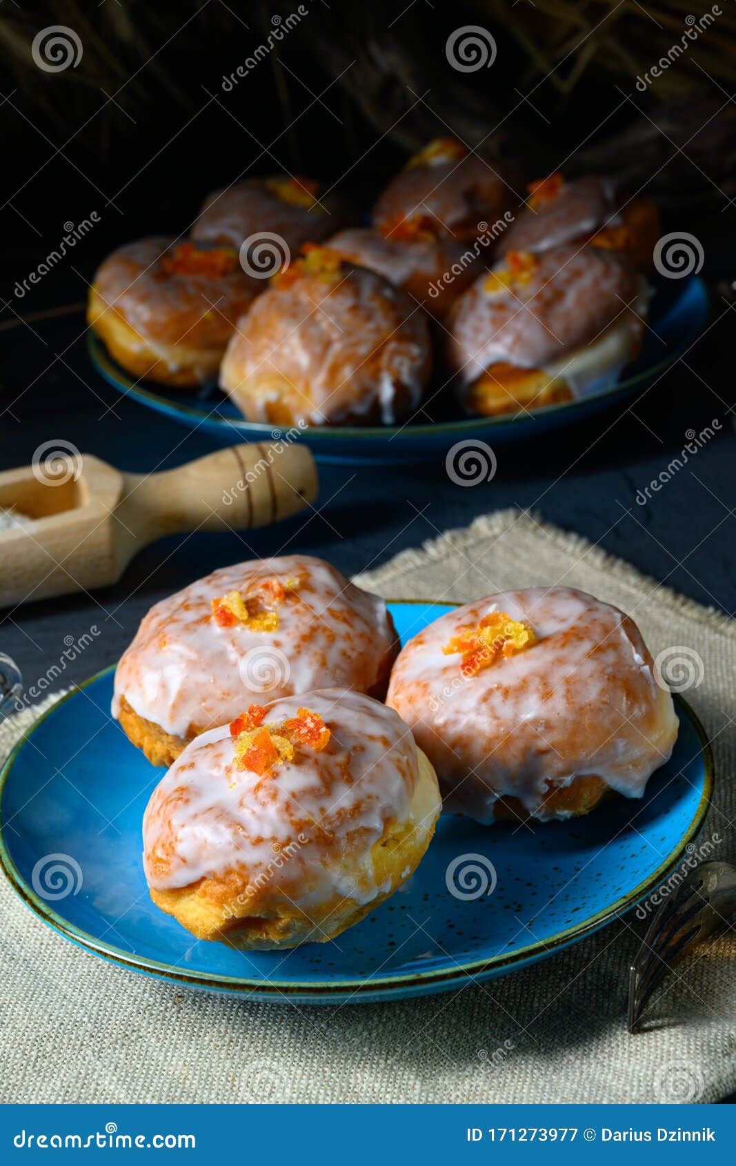 A Fine Berlin Donuts with Jam Filling and Icing Stock Image - Image of ...