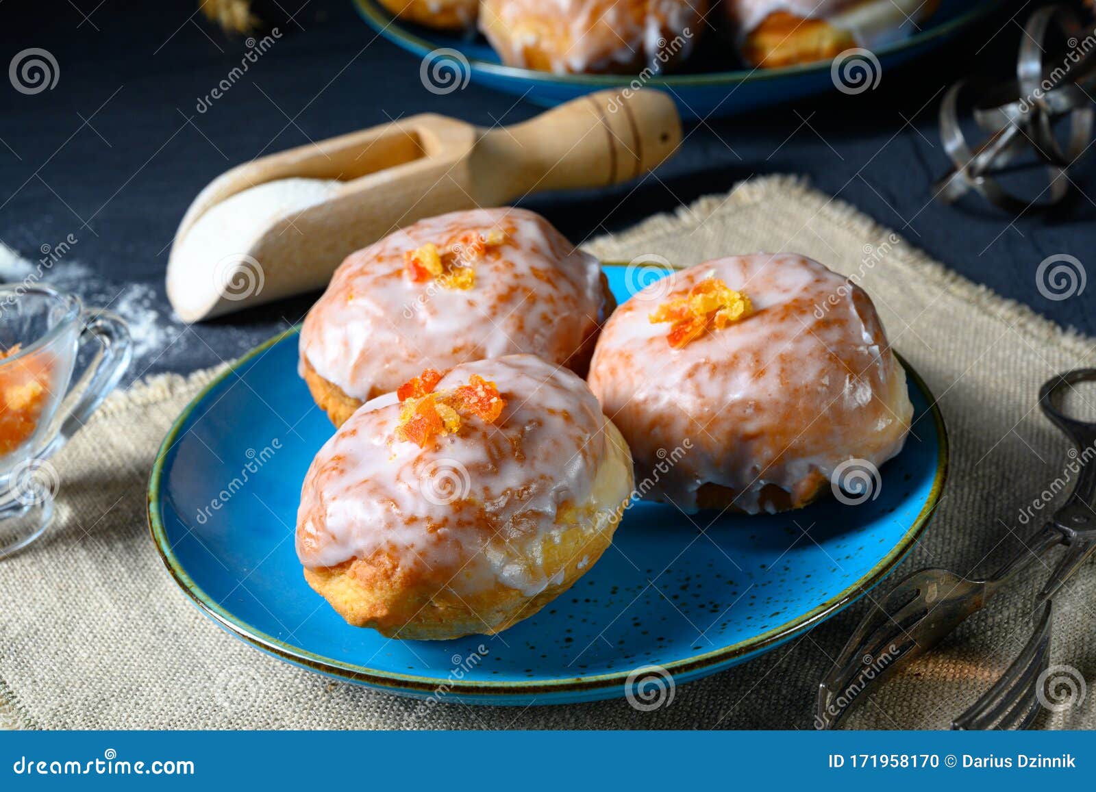 A Fine Berlin Donuts with Jam Filling and Icing Stock Photo - Image of ...