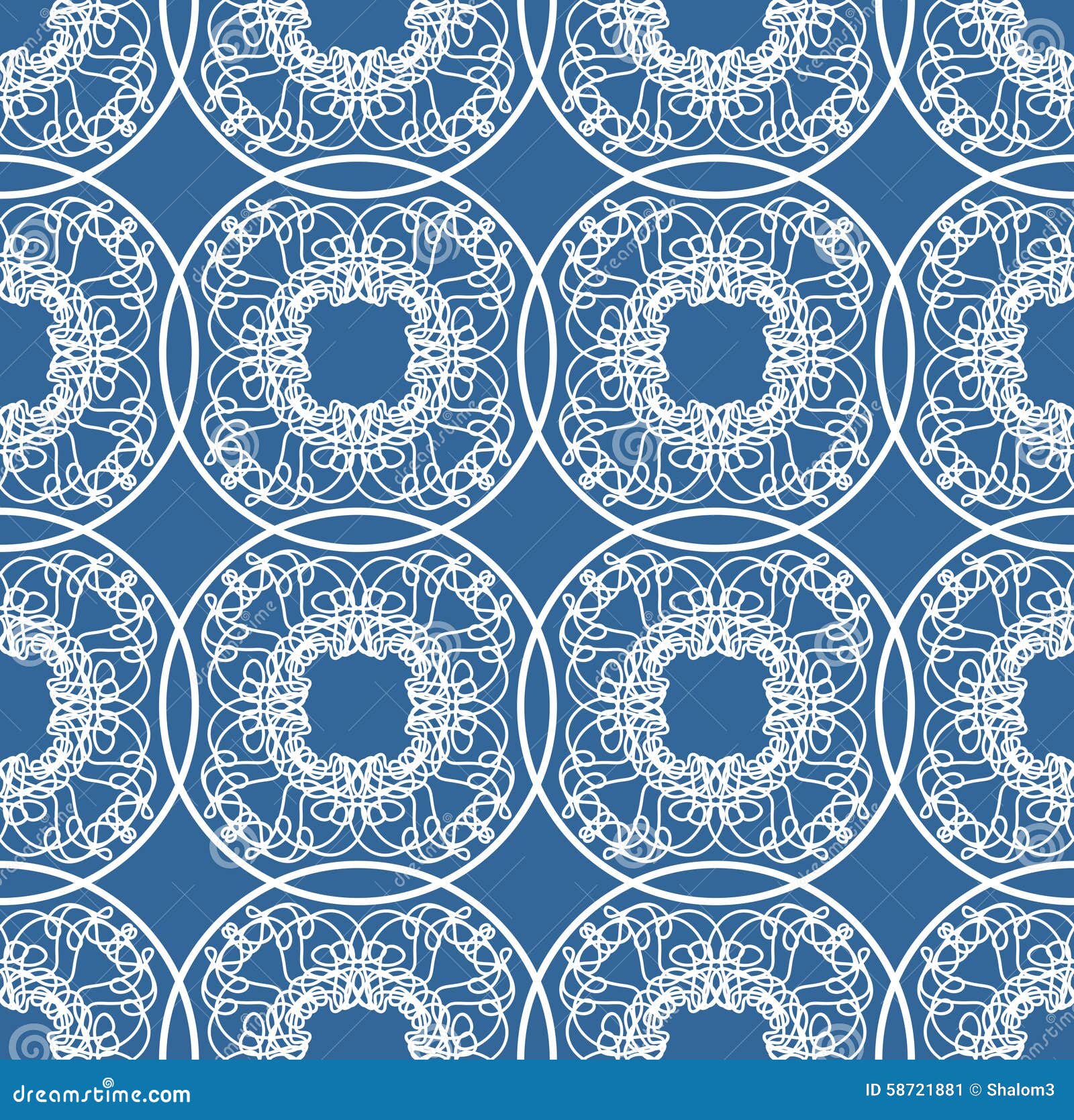Fine Blue Geometric Lace Patterns on Blue Background. Stock Vector ...
