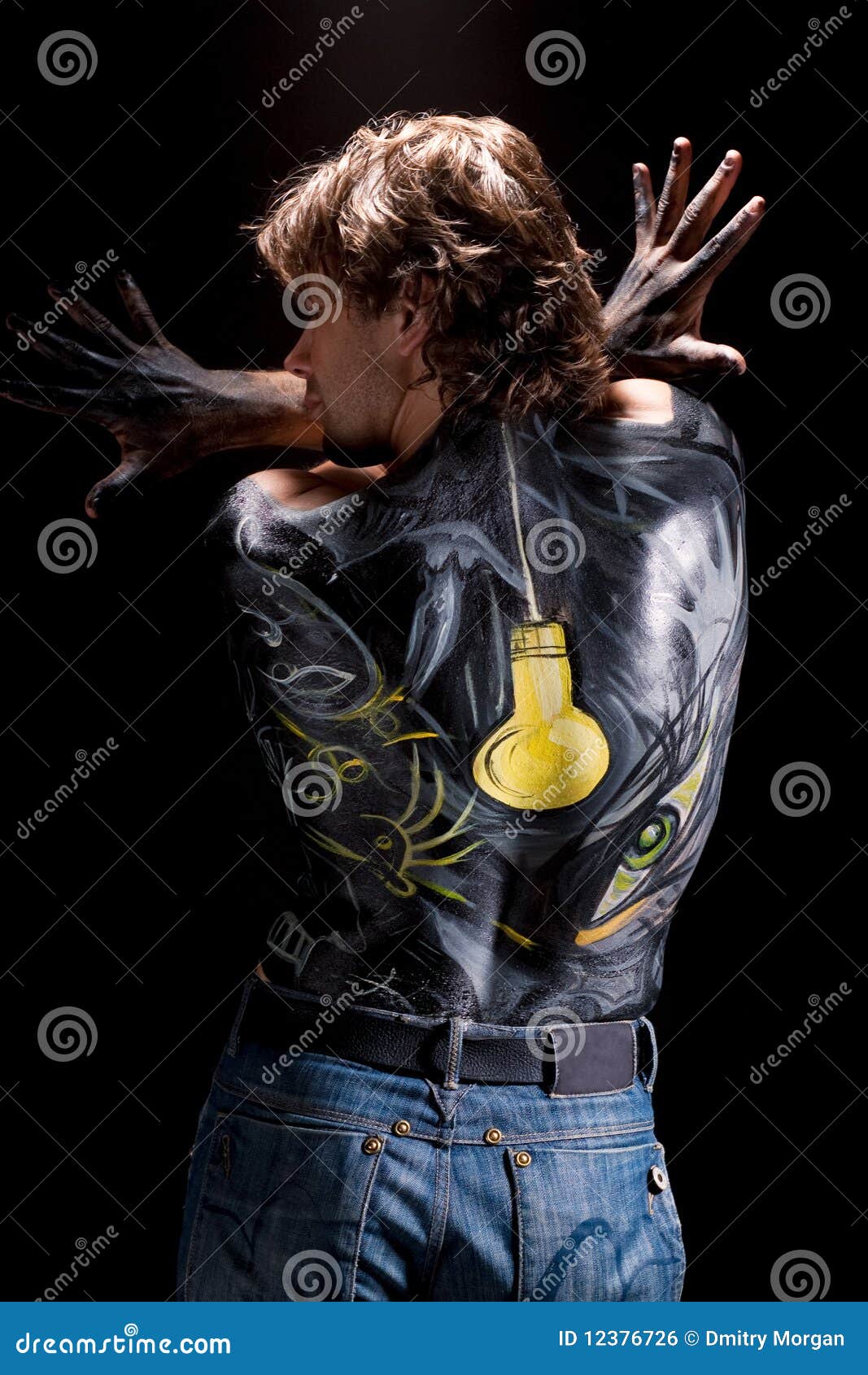 Fine body art stock photo. Image of back, bodyart, macho - 12376726