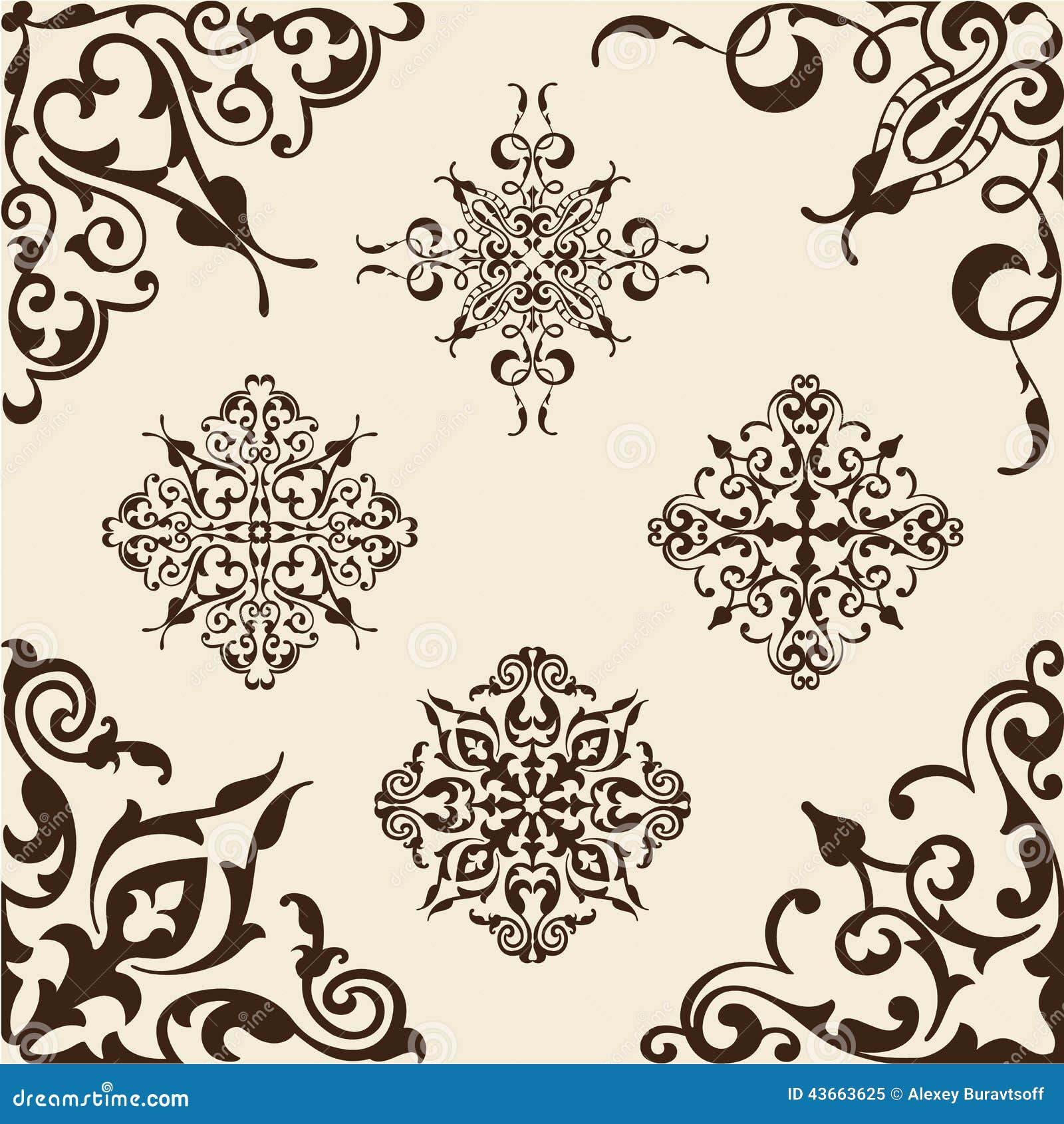 Fine corner art stock vector. Illustration of paisley - 43663625