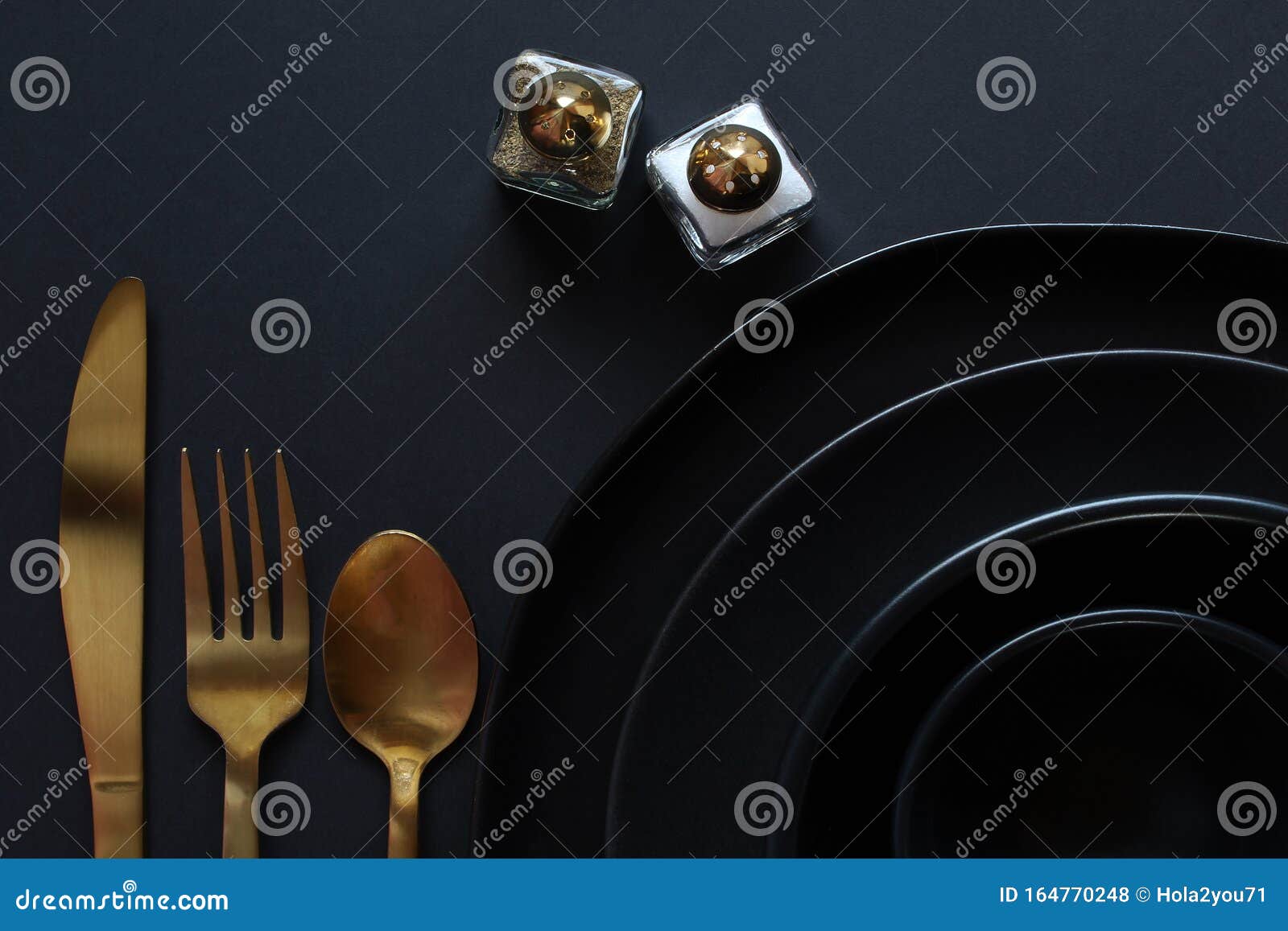 Fine Dining in Black and Gold Stock Photo - Image of place, restaurant ...
