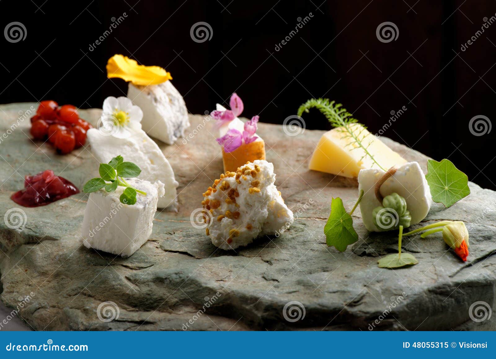 Fine dining cheese plate stock image. Image of fresh - 48055315