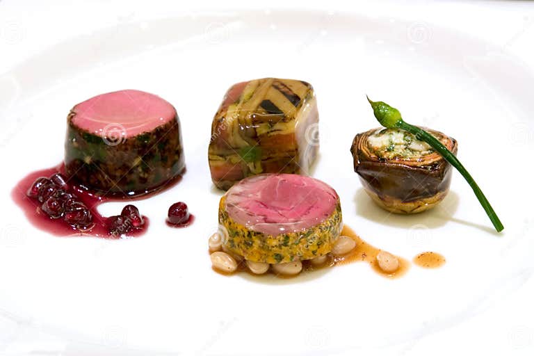 Fine dining - Entrees stock photo. Image of feta, eggplant - 1762356