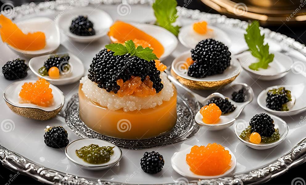 Caviar Service and Risotto, a Luxurious Gourmet Pairing, AI Generated ...