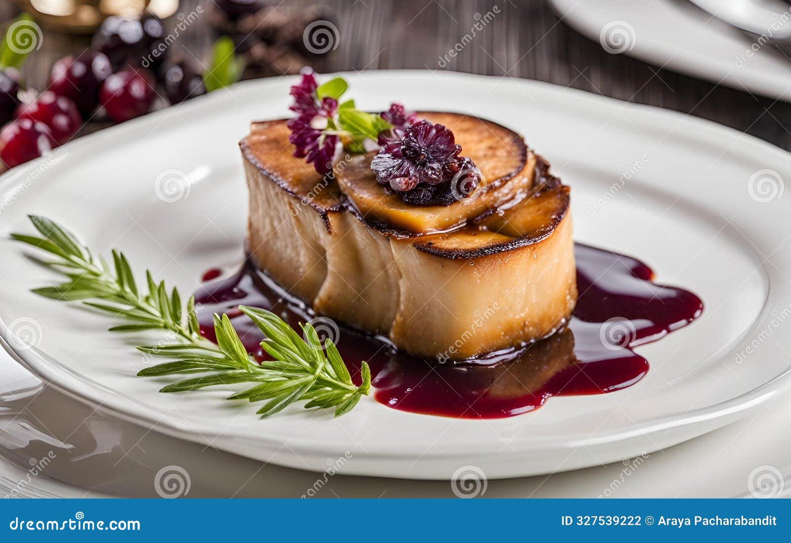 Pan-seared Foie Gras with Rich Fig Sauce, AI Generated Stock ...