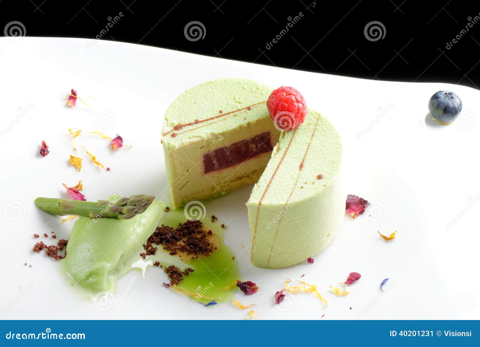Fine Dining, Piece of Pistachio Cake Stock Image - Image of dish ...