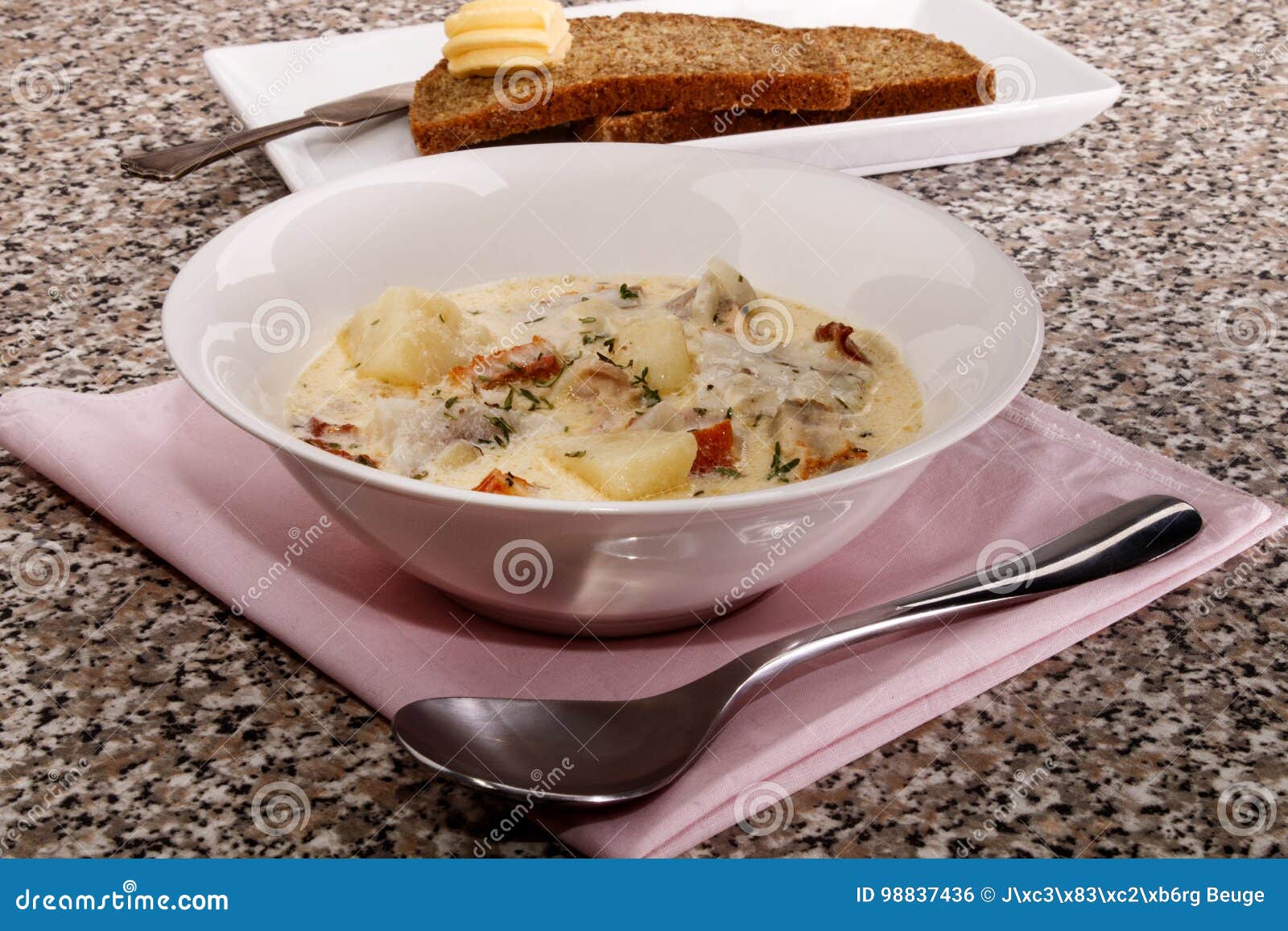 Fine Dinning, Fish Chowder with Thyme and Crushed Peppercorn Stock ...