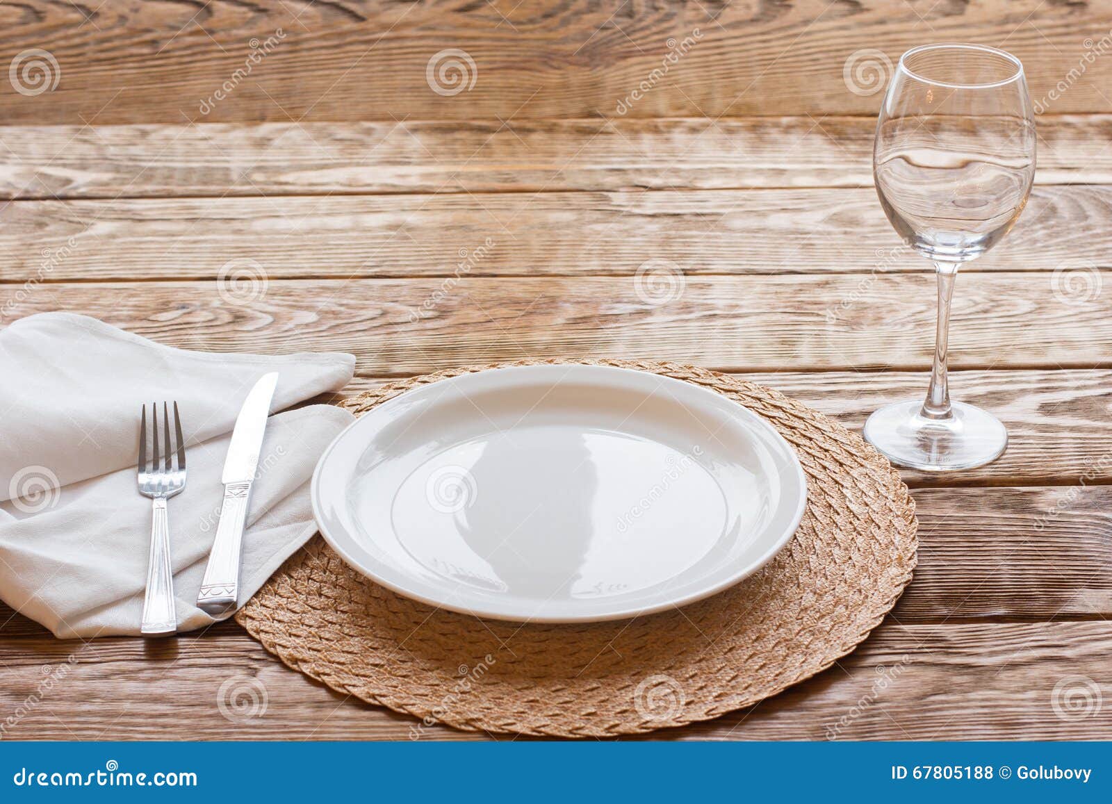 Fine Empty Tableware on Wooden Background Stock Photo - Image of party ...