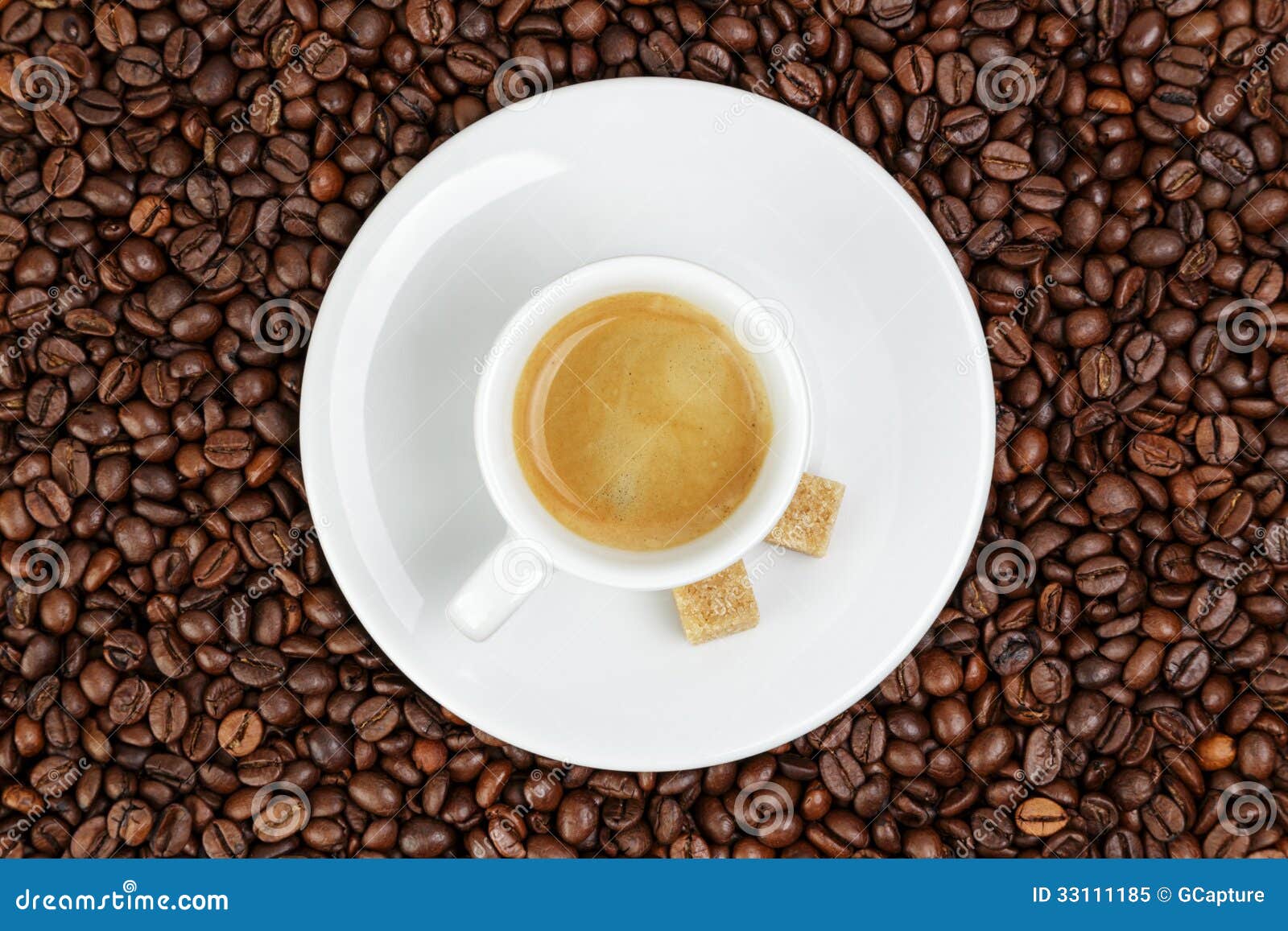 Fine Espresso in Cup on Coffee Beans Stock Image - Image of horizontal ...