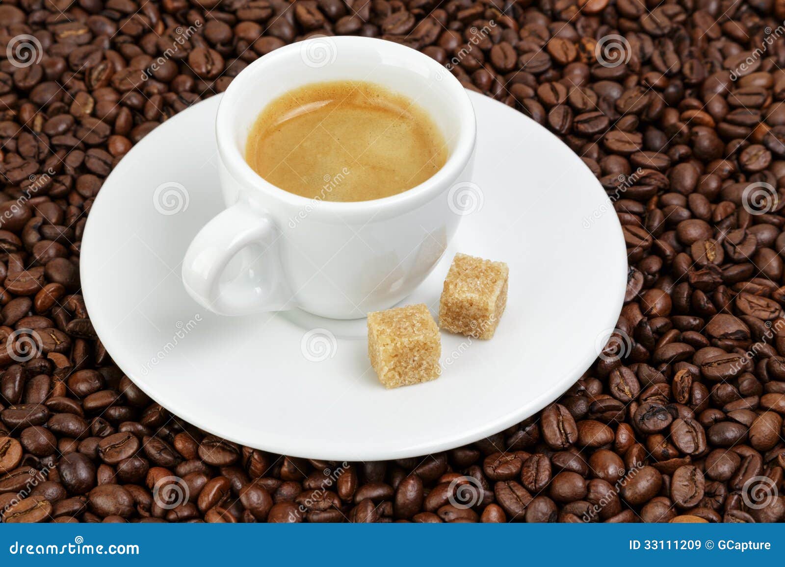 Fine Espresso in Cup on Coffee Beans Stock Image - Image of froth ...