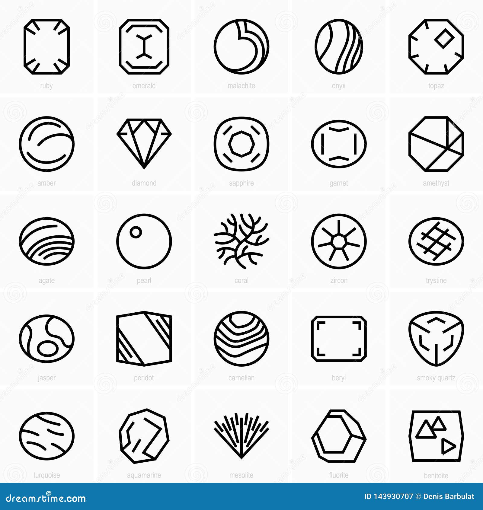 Fine gems icons stock vector. Illustration of precious - 143930707