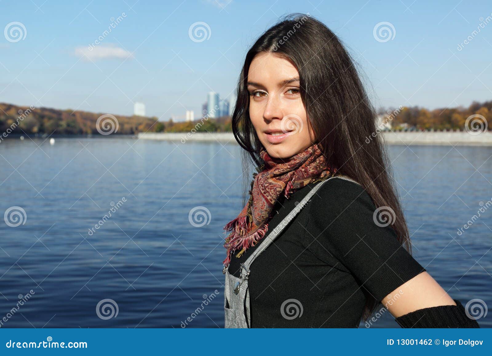 Fine girl stock photo. Image of embankment, brunet, adult - 13001462