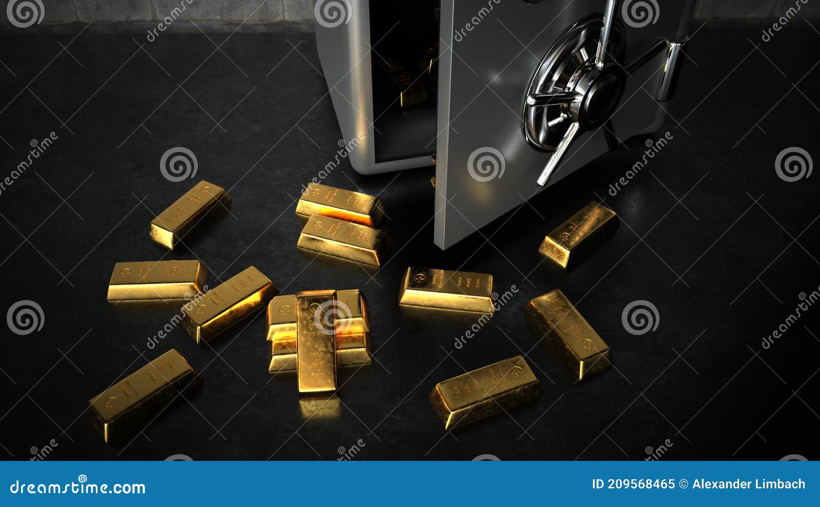 Fine Gold Bars 1000g Opened Safe Stock Illustration - Illustration of ...