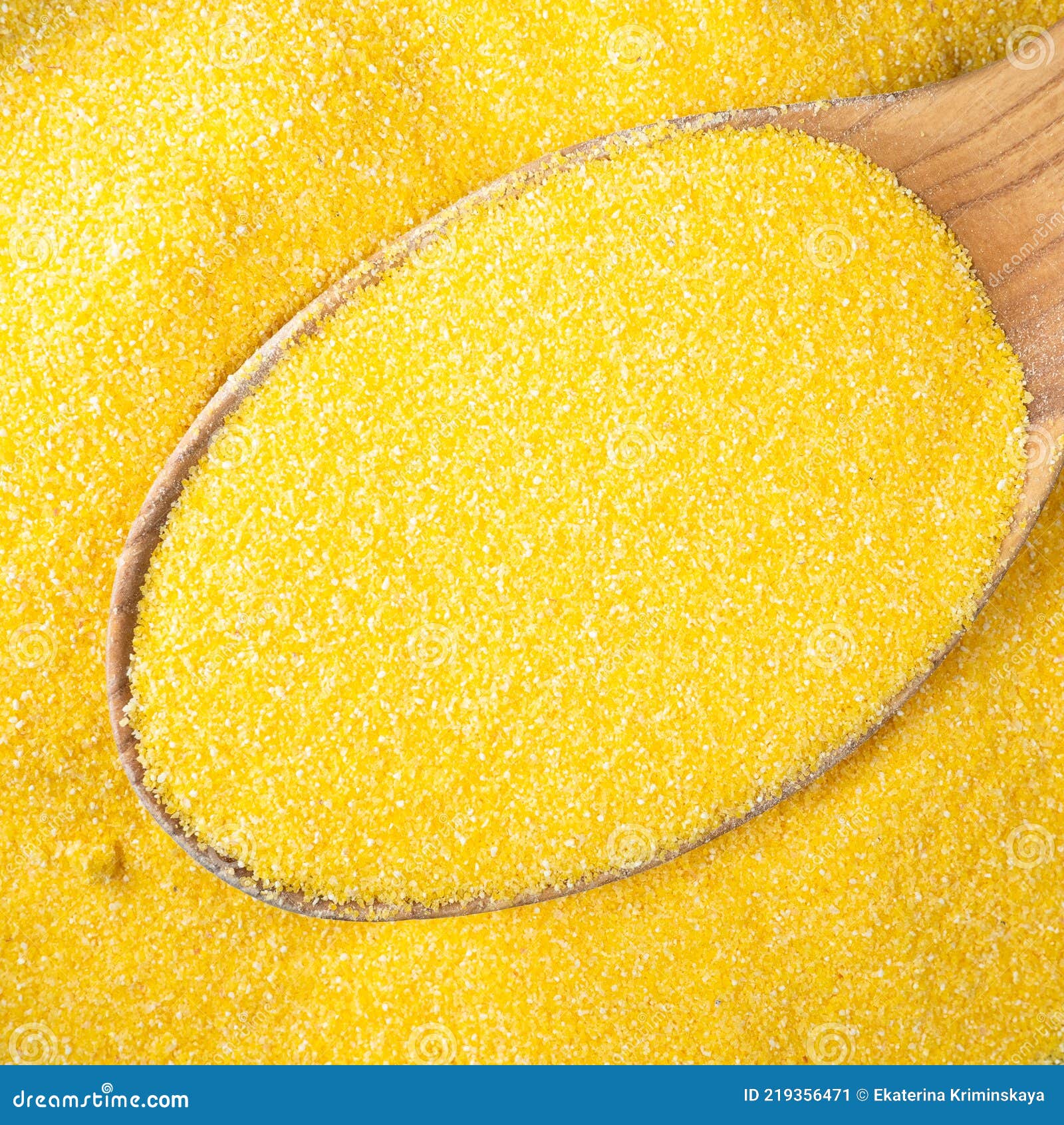 Fine Ground Cornmeal in Wooden Spoon Closeup Stock Image - Image of ...