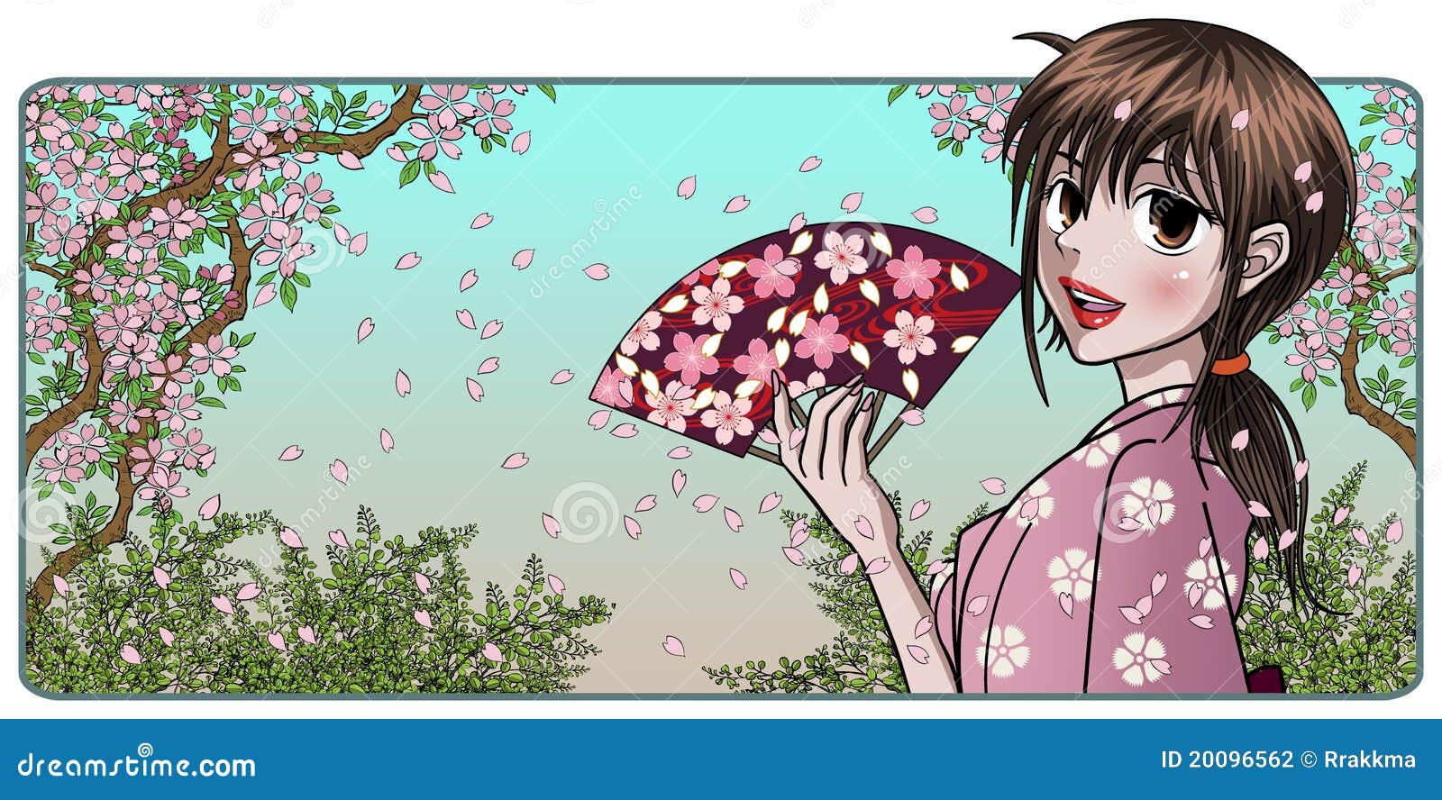 Fine Japanese Lady with Fan Stock Vector - Illustration of floral, lady ...