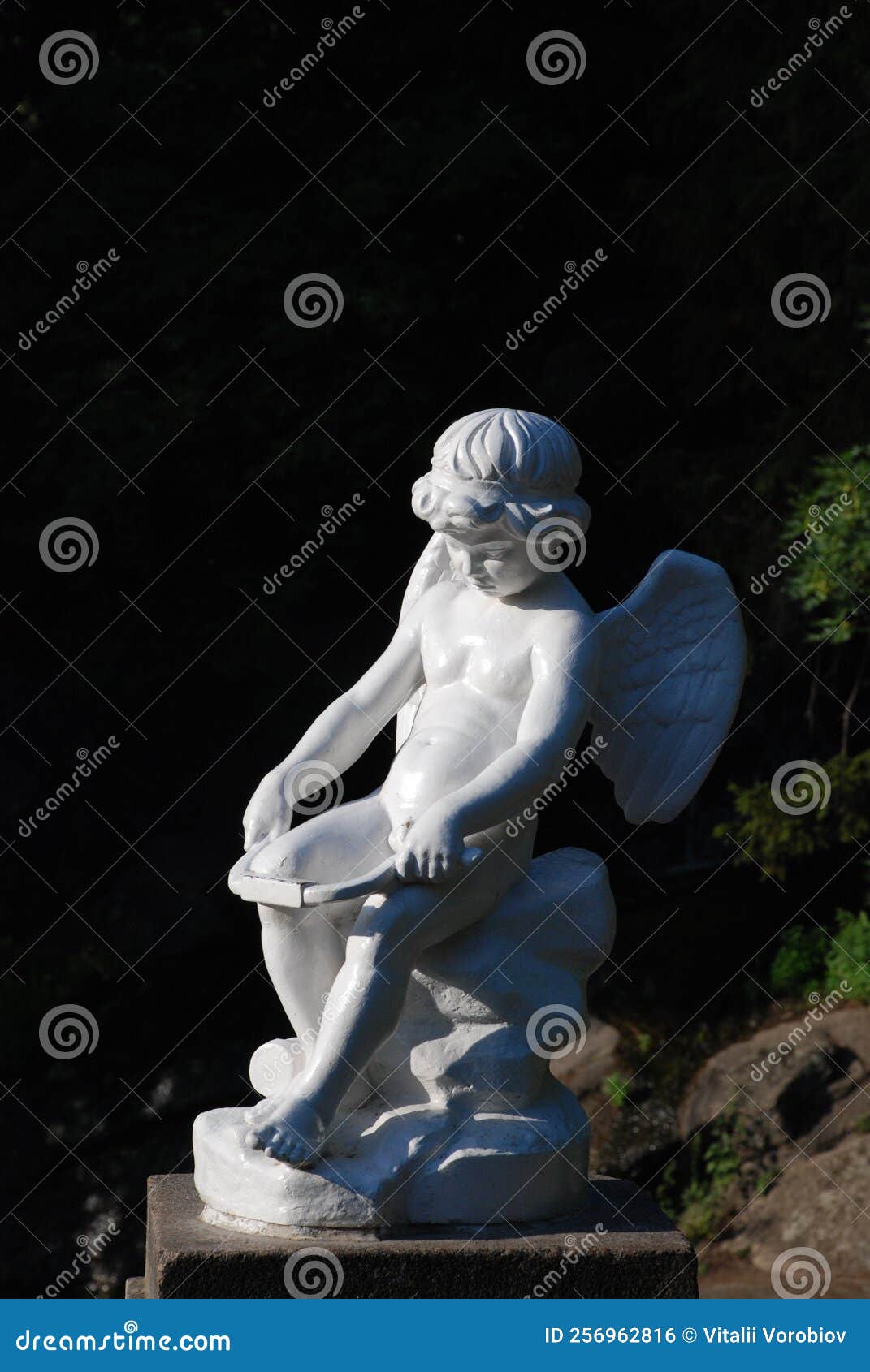 Fine Marble Stone Sculpture Angel Stock Photo - Image of face, blue ...