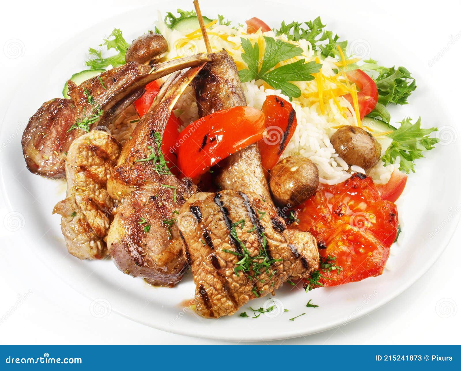 Fine Meat - Classic Greek Meat Plate with Rice Stock Image - Image of ...