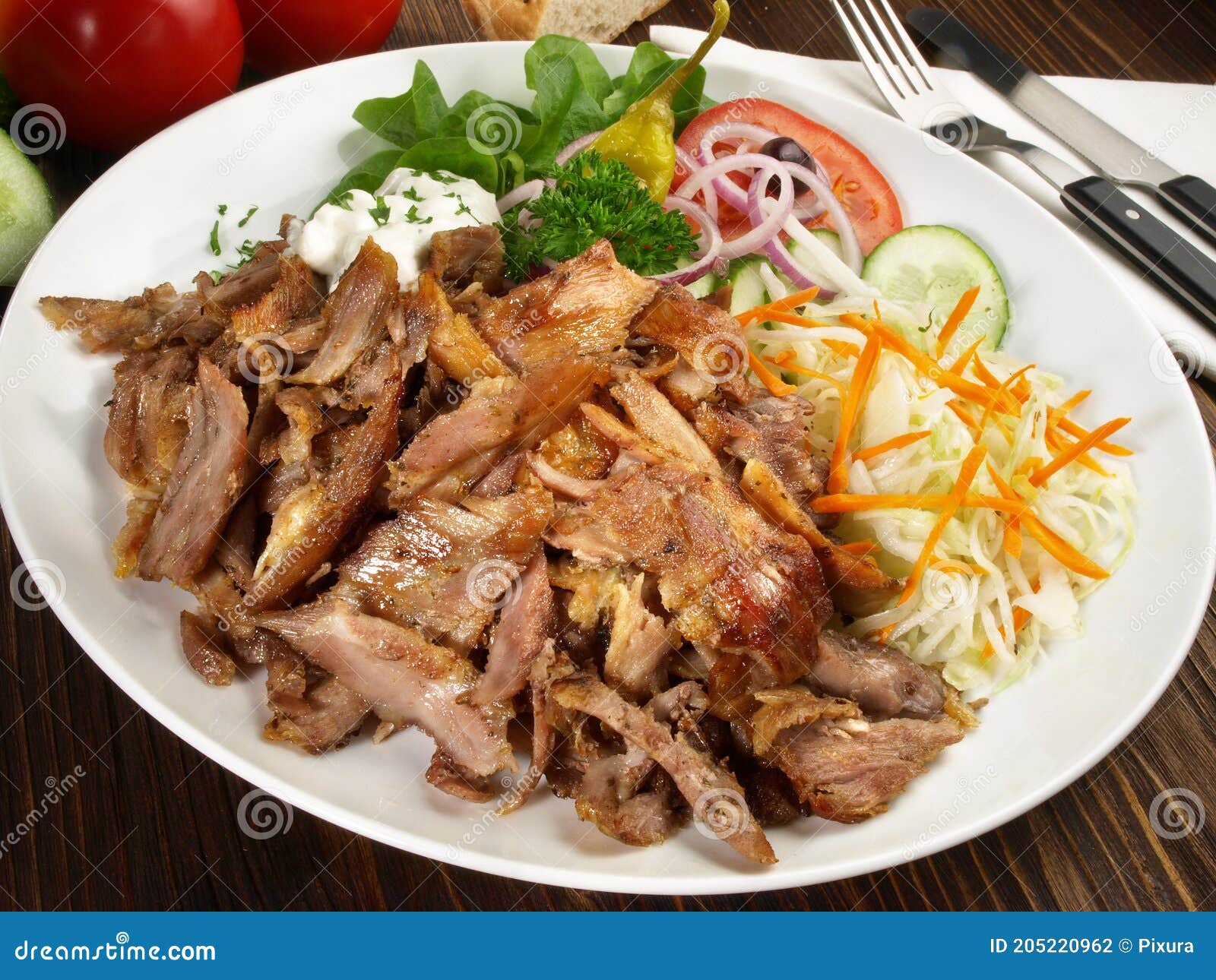 Fine Meat - Gyros Plate with Coleslaw Stock Photo - Image of germany ...